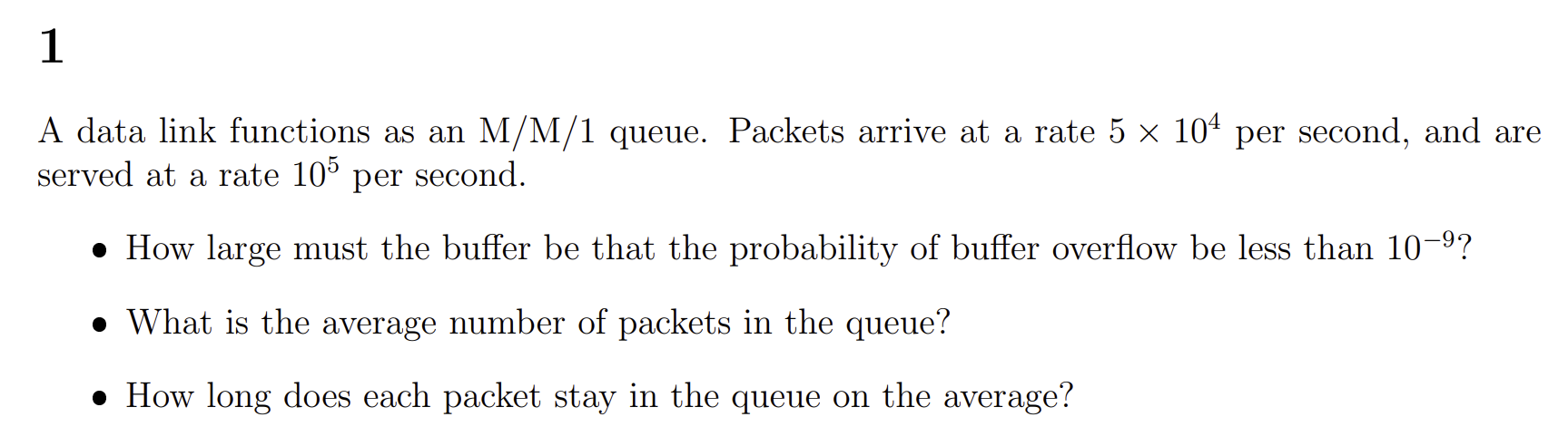 Solved A data link functions as an M/M/1 ﻿queue. Packets | Chegg.com