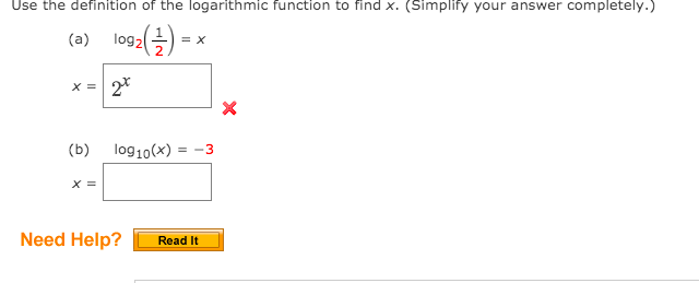 Solved Use the definition of the logarithmic function to | Chegg.com