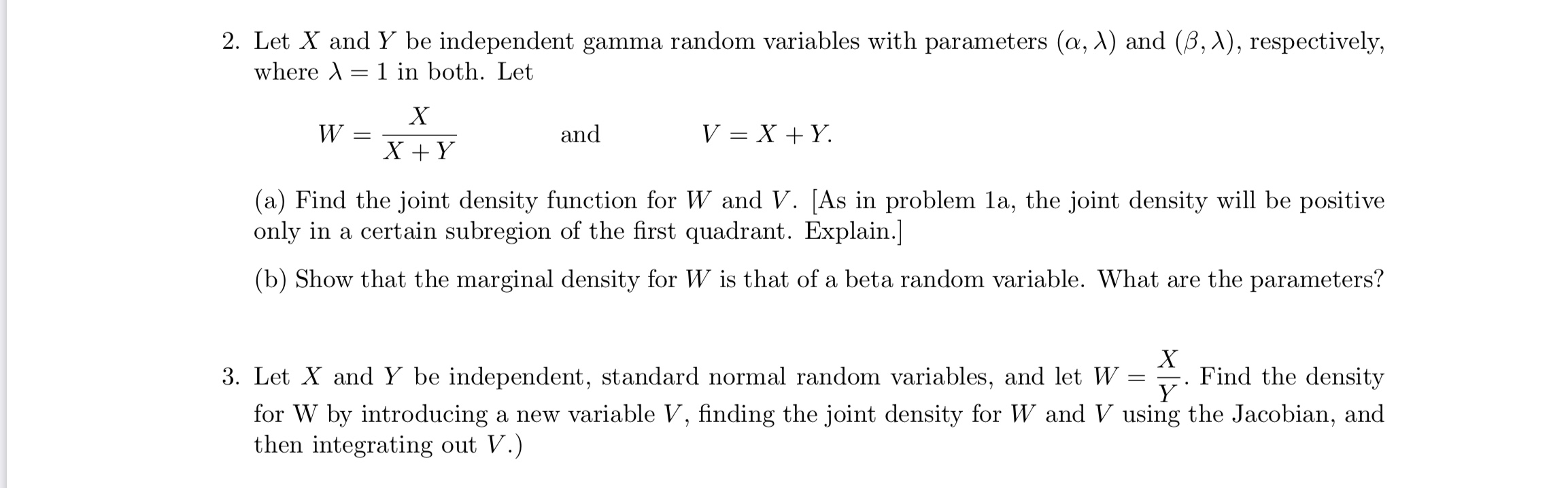 Solved 2. Let X and Y be independent gamma random variables | Chegg.com