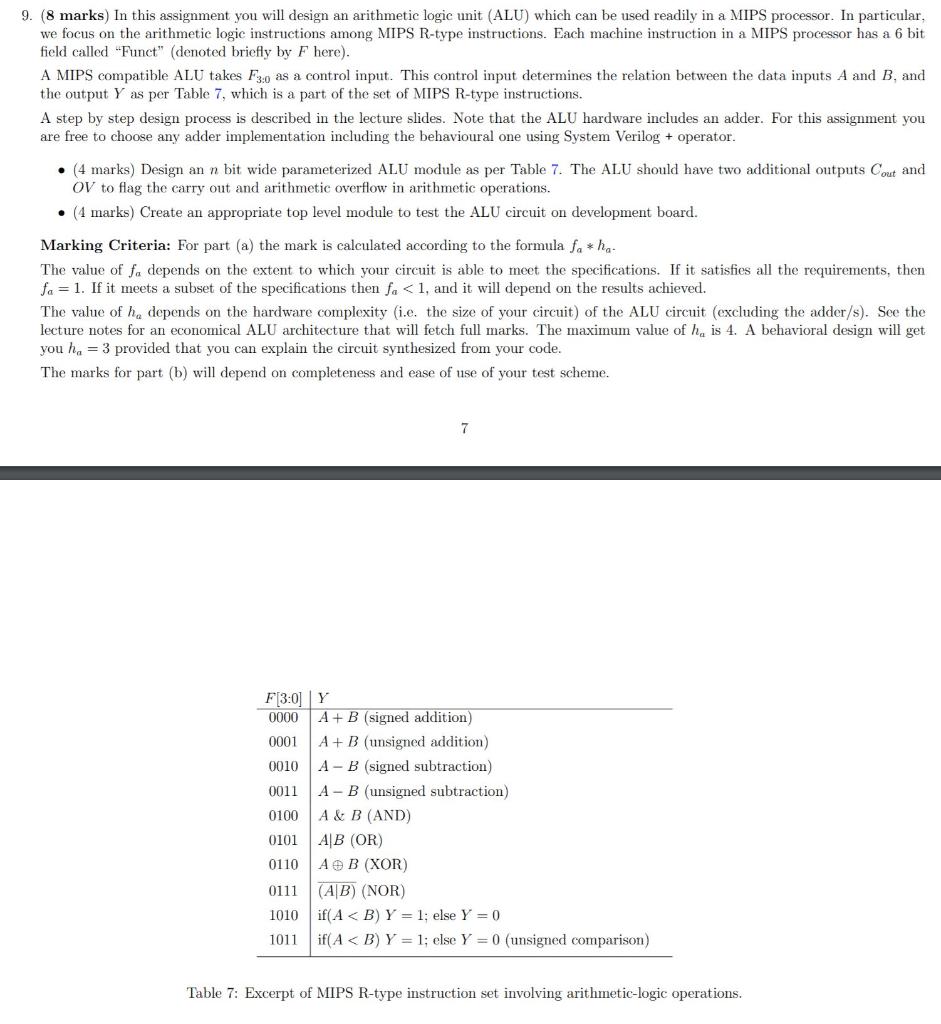 Solved 9. (8 marks) In this assignment you will design an | Chegg.com
