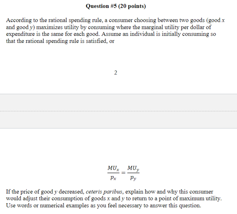 Solved According to the rational spending rule, a consumer | Chegg.com