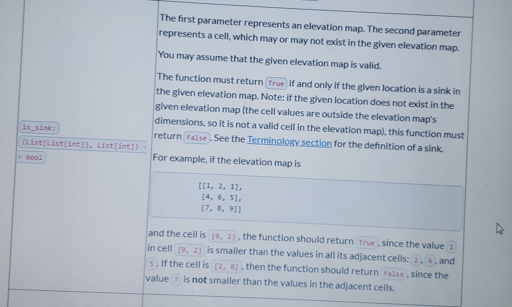 Solved The first parameter represents an elevation map. The | Chegg.com