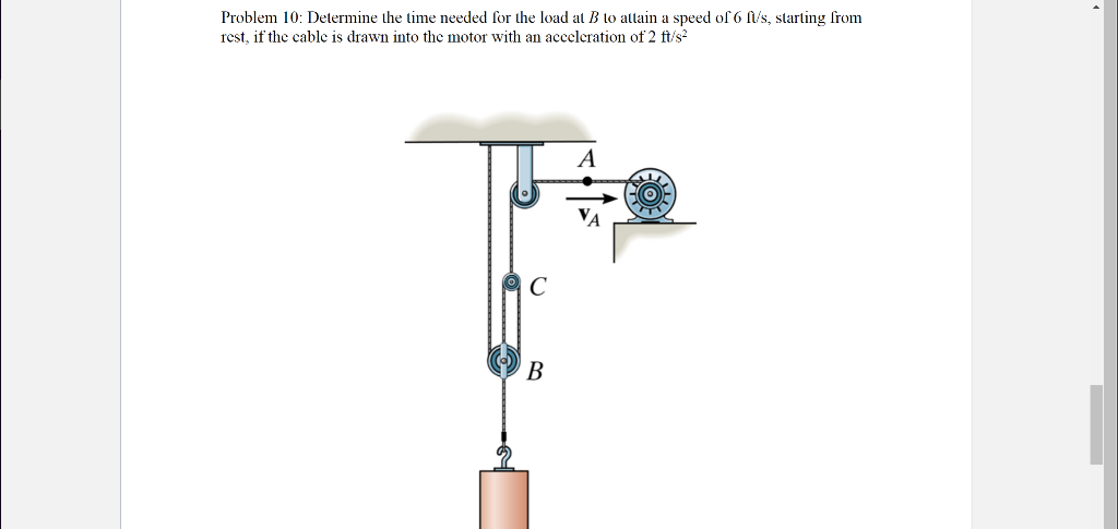 Solved Problem 10: Determine the time needed for the load at | Chegg.com