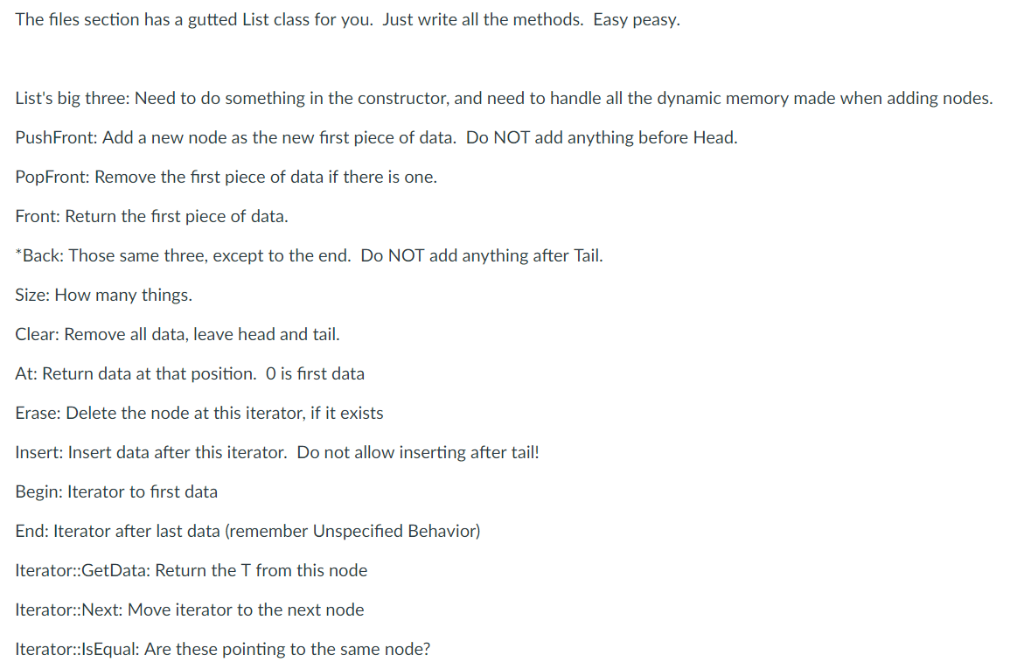 Solved I need help on custom STL list. Using C++ #pragma | Chegg.com