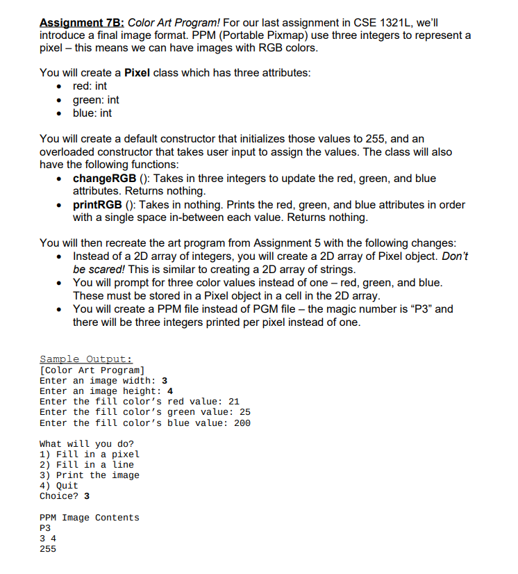 Solved Assignment 7B: Color Art Program! For our last | Chegg.com