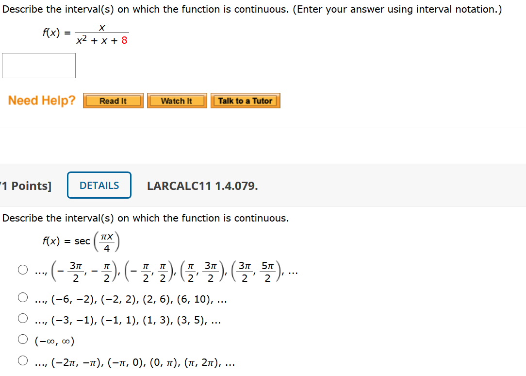 Solved Describe The Interval s On Which The Function Is Chegg