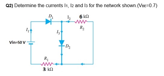 Solved Q2) Determine the currents I1,I2 and I3 for the | Chegg.com