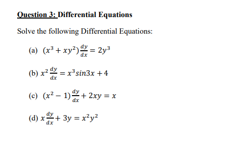 Solved Question 3: Differential Equations Solve the | Chegg.com