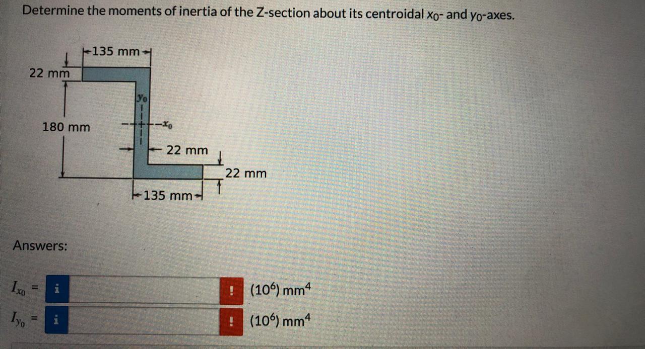 Solved Determine the moments of inertia of the Z-section | Chegg.com