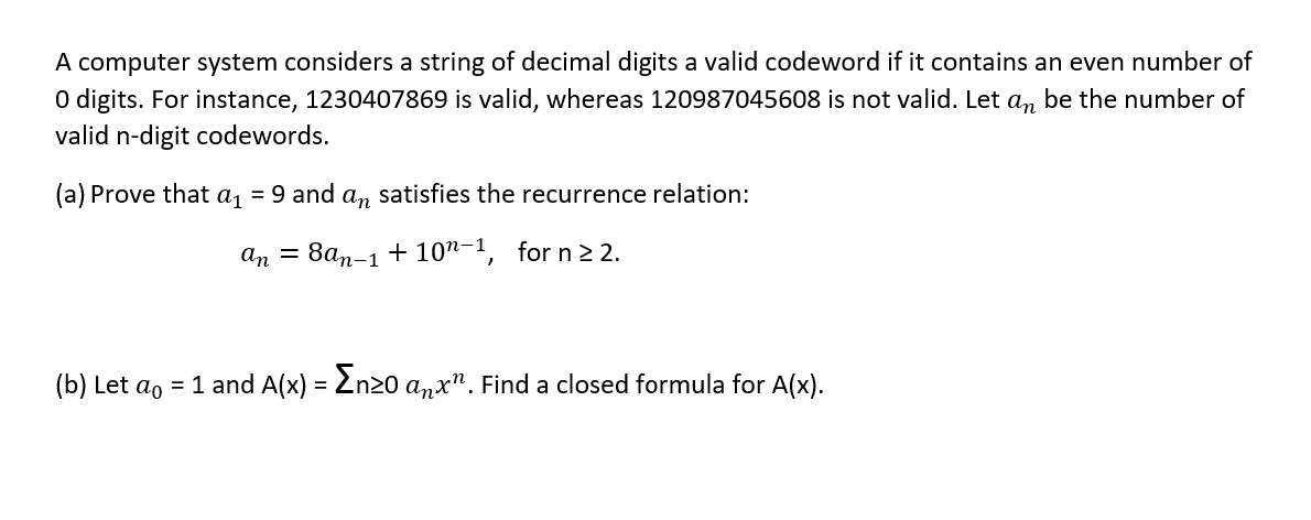 Solved A computer system considers a string of decimal | Chegg.com