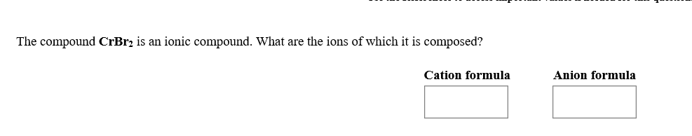 Solved The compound CrBr2 is an ionic compound. What are the | Chegg.com