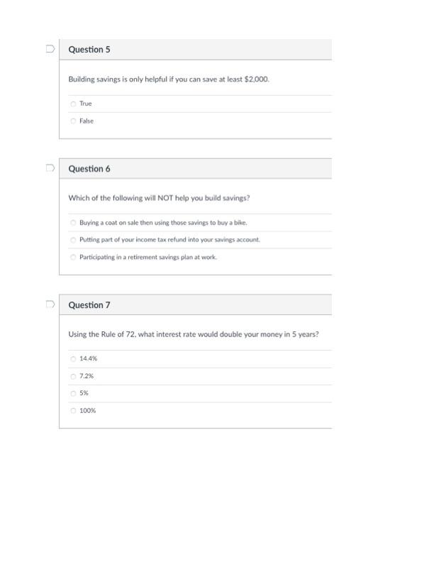Solved U Question 5 Building savings is only helpful if you | Chegg.com