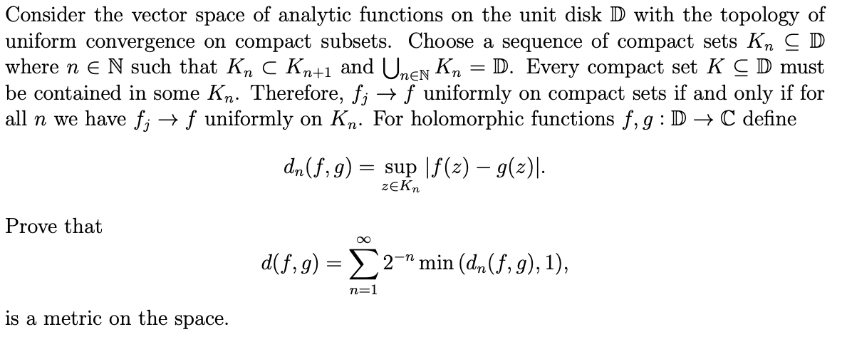 Solved Consider the vector space of analytic functions on | Chegg.com