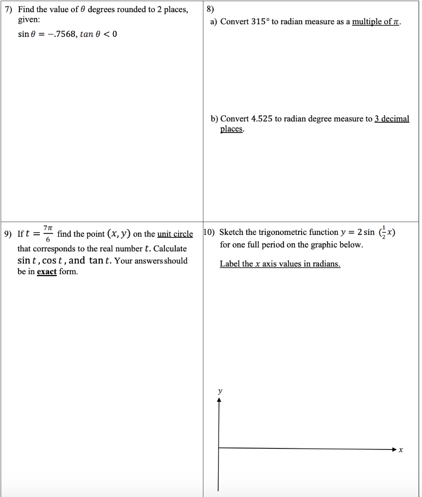 Solved 7) Find the value of 0 degrees rounded to 2 places, | Chegg.com