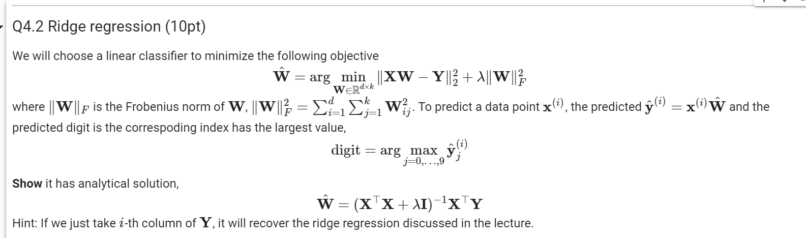 Solved Q4.2 Ridge regression (10pt) We will choose a linear | Chegg.com
