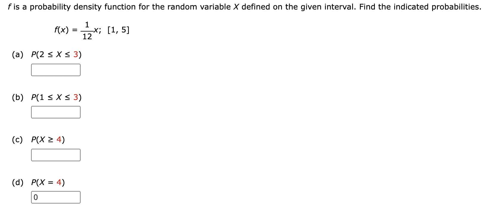 Solved f is a probability density function for the random | Chegg.com