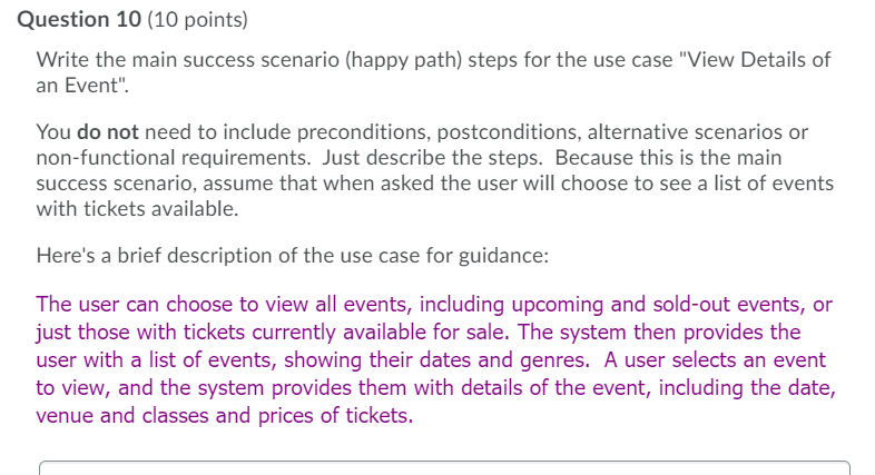 Question 10 (10 points) Write the main success | Chegg.com