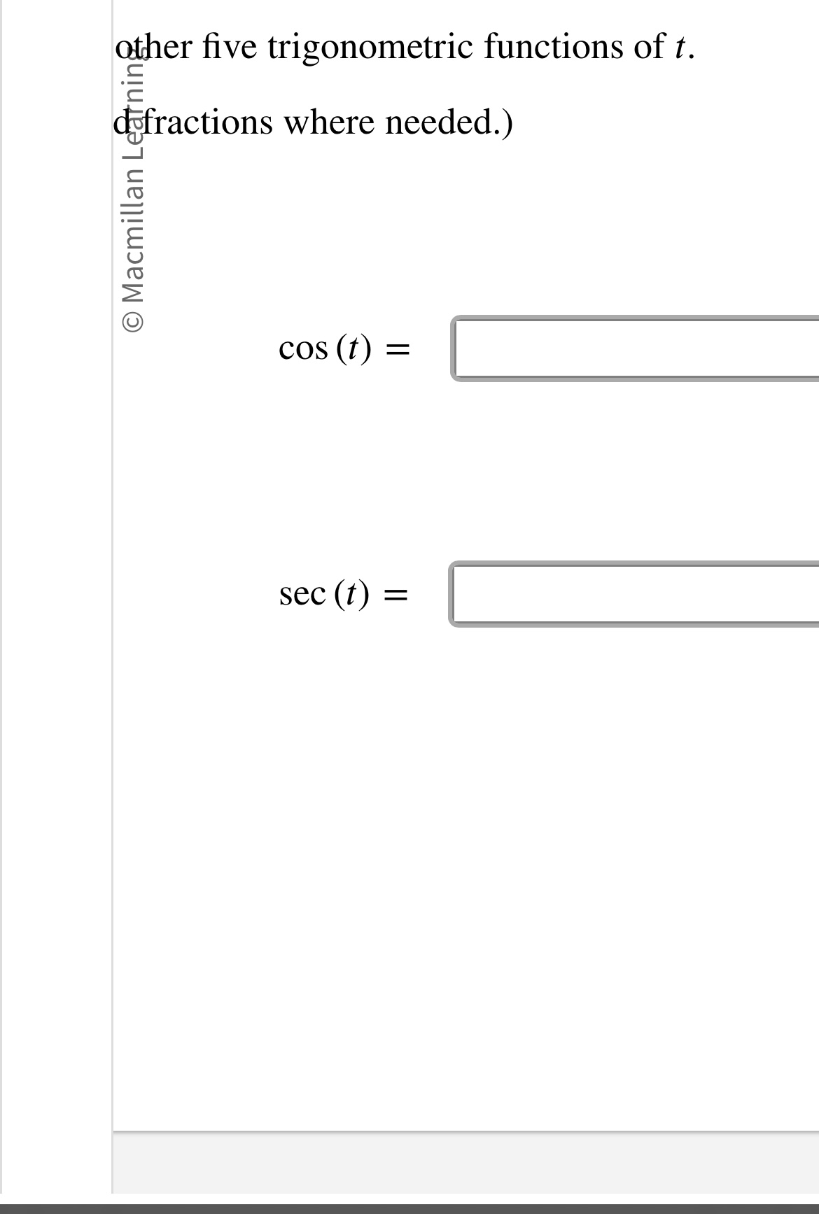 Solved If t is an acute angle and cot(t)=6, find th (Express | Chegg.com