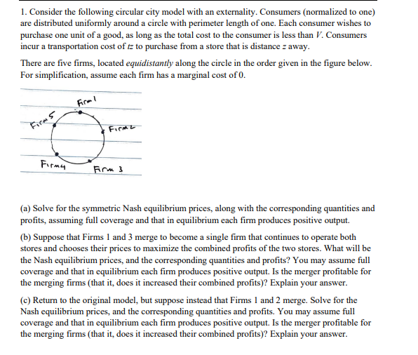 1. Consider the following circular city model with an | Chegg.com