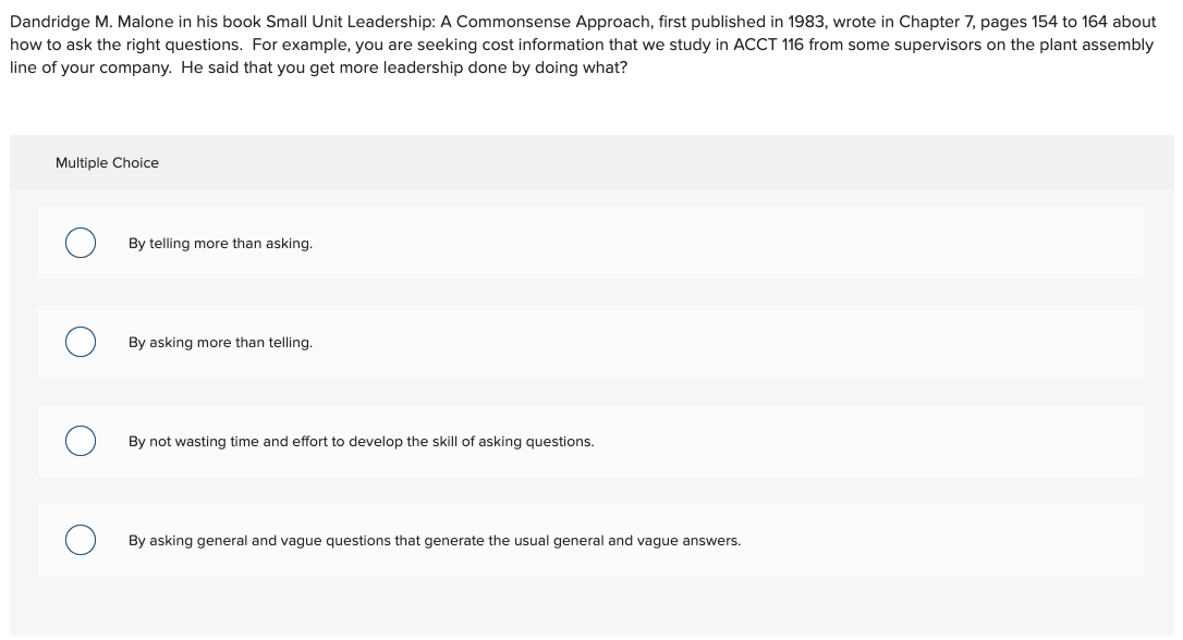 Solved Dandridge M. Malone in his book Small Unit | Chegg.com