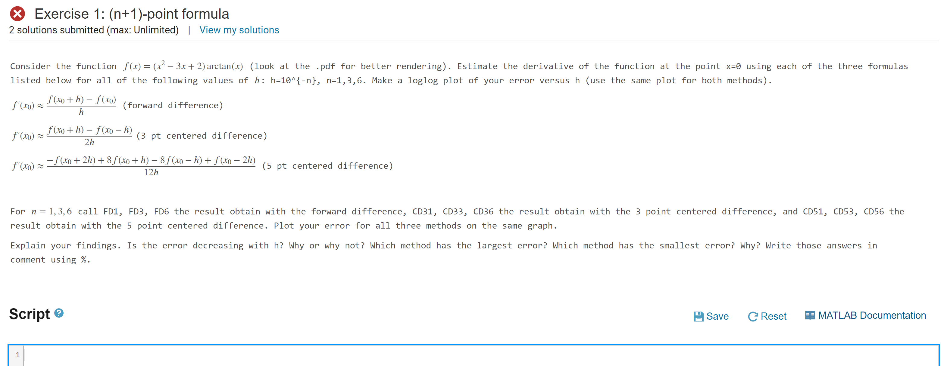 Solved x Exercise 1: (n+1)-point formula 2 solutions | Chegg.com