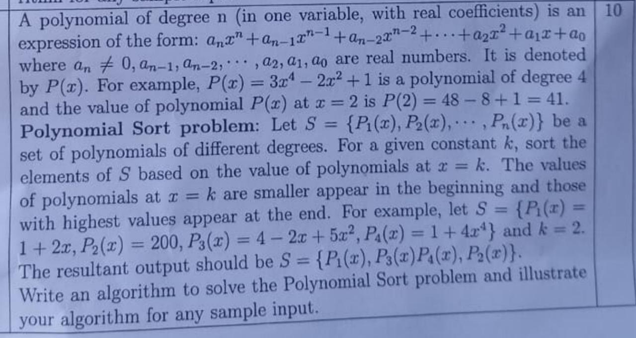 Solved A polynomial of degree n (in one variable, with real | Chegg.com