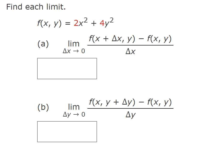 Solved Find each limit. f(x,y)=2x2+4y2 (a) | Chegg.com