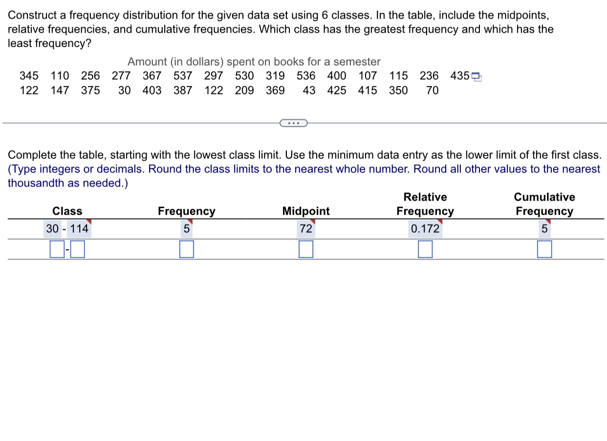 Solved Construct A Frequency Distribution For The Given Data
