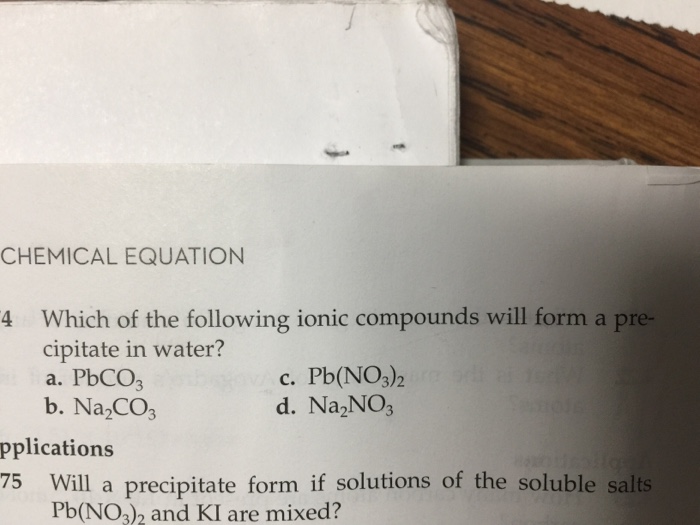 Solved CHEMICAL EQUATION 4 Which of the following ionic | Chegg.com