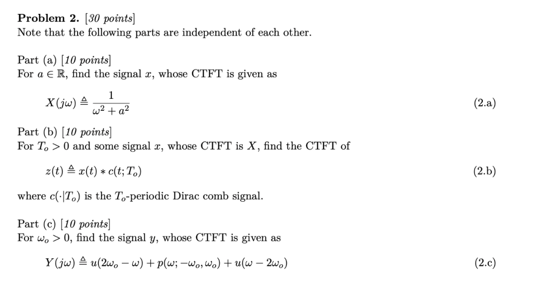 Solved Problem 2. (30 points] Note that the following parts | Chegg.com