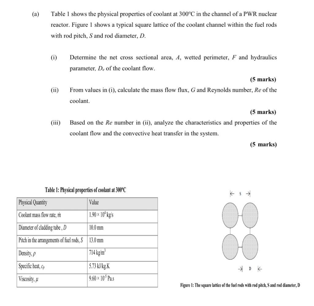 Solved (a) Table 1 shows the physical properties of coolant | Chegg.com