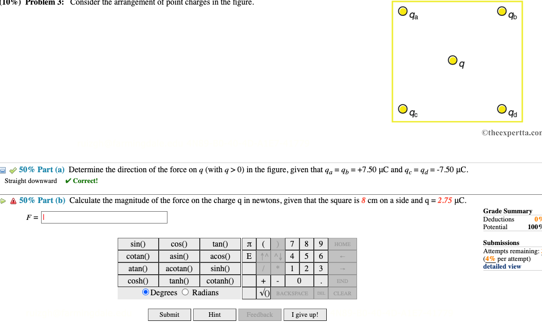 Solved (C)theexpertta.cor qa=qb=+7.50μC and qc=qd=−7.50μC. | Chegg.com