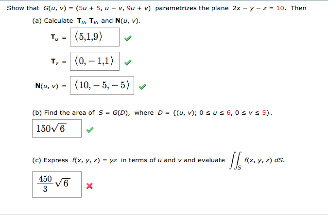 Solved Show that G(u, v)-(Su 5, u - v, 9uv) parametrizes the | Chegg.com