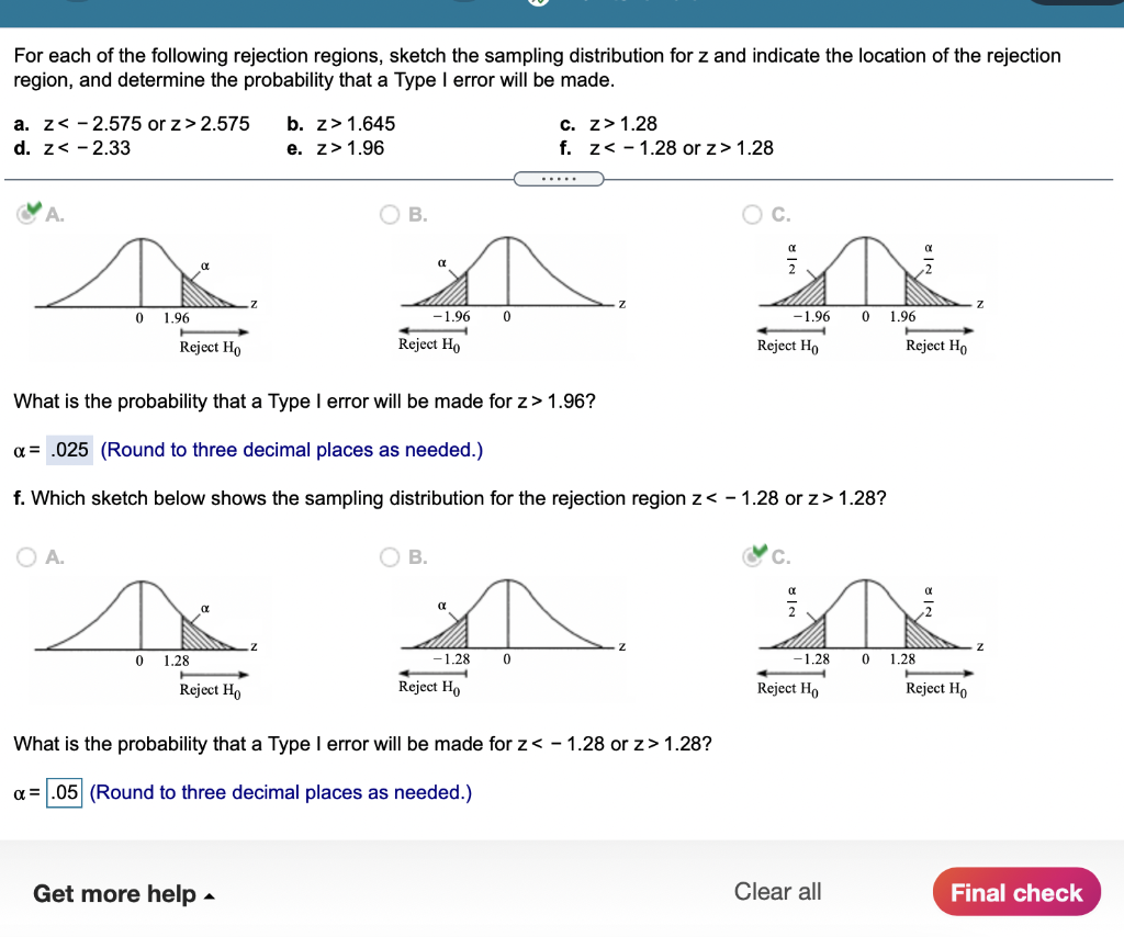 Solved For each of the following rejection regions, sketch | Chegg.com