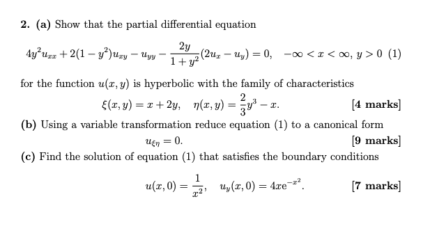 Solved 2. (a) Show that the partial differential equation 2y | Chegg ...