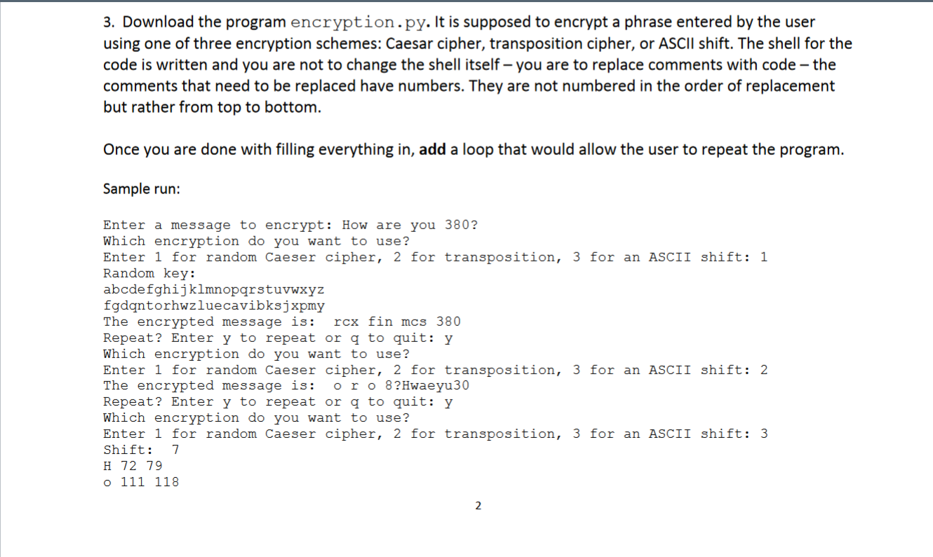 3. Download the program encryption.py. It is supposed | Chegg.com
