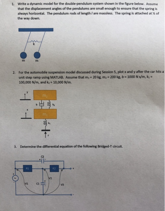 1. Write a dynamic model for the double-pendulum | Chegg.com