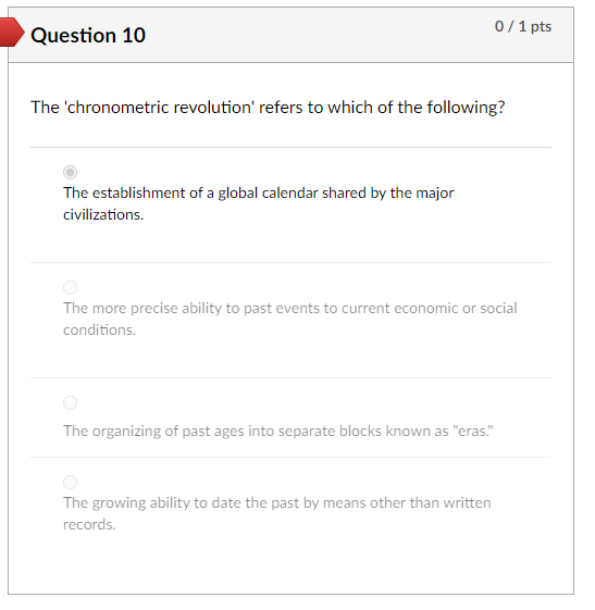 Solved The 'chronometric revolution' refers to which of the | Chegg.com
