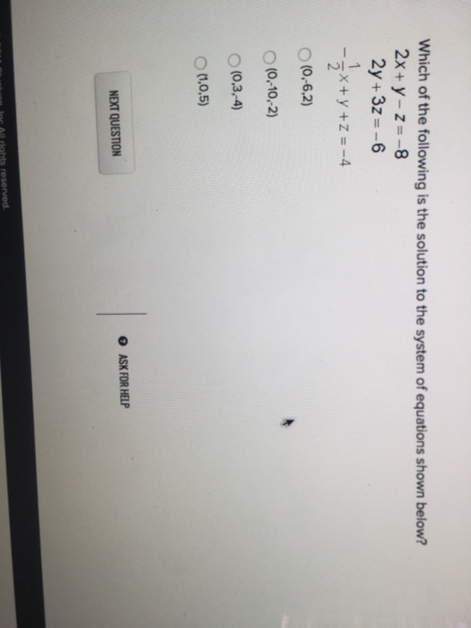 Solved Which of the following is the solution to the system | Chegg.com