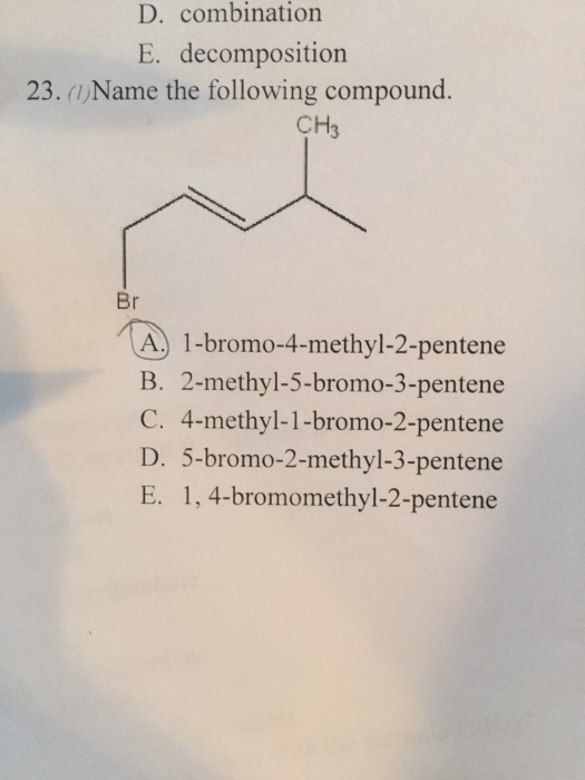 Solved Name the following compound. A. | Chegg.com