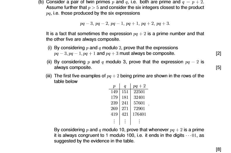 Solved [2] ] [5] (b) Consider a pair of twin primes p and 9, | Chegg.com