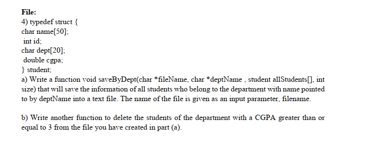 Solved File 4 Typedef Struct Char Name 50 Int Id Char 