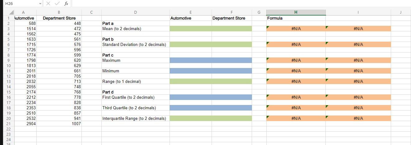 Solved Ch 2 Excel Activity 2 Measures Of Variability 