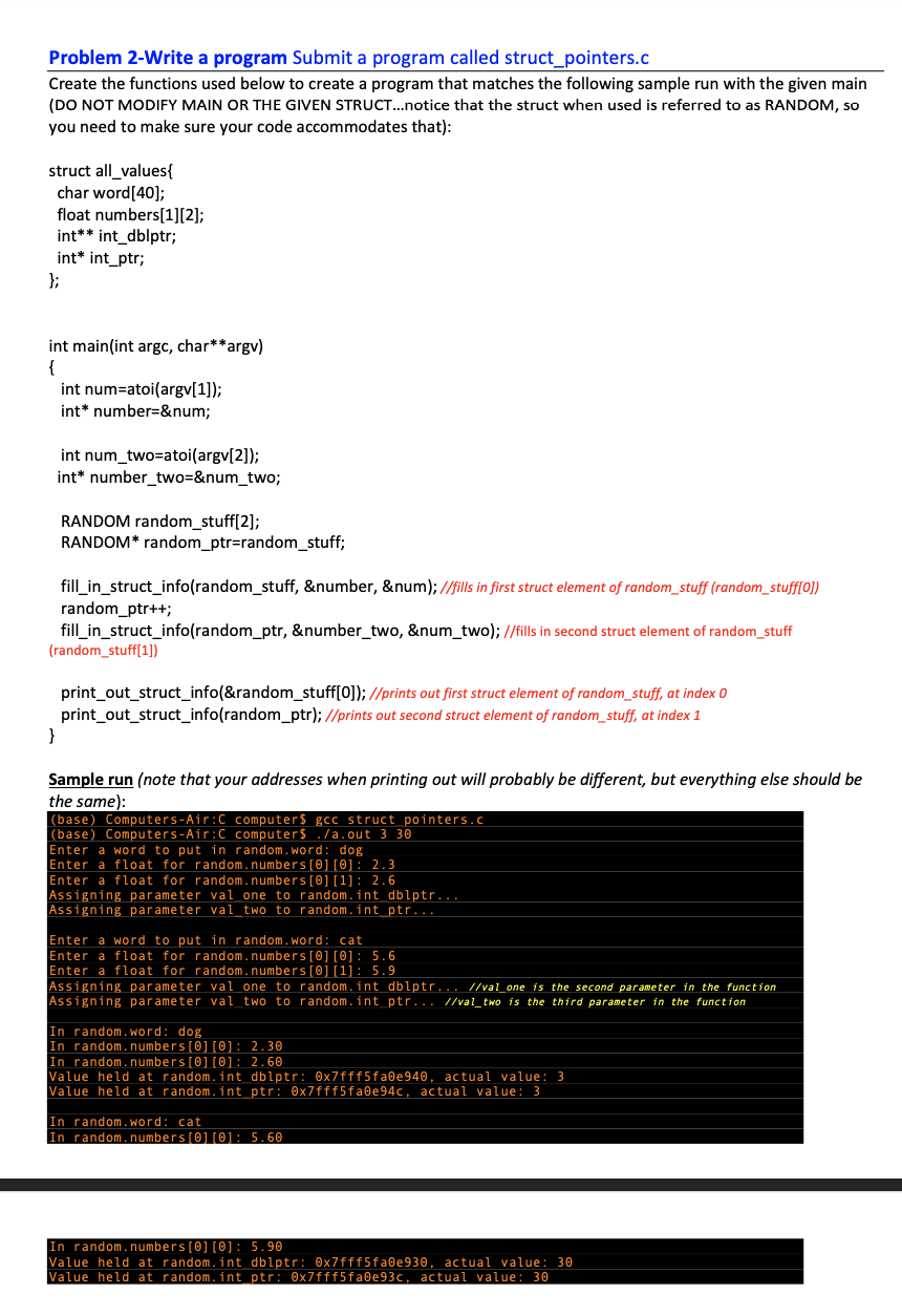Solved Problem 2-Write a program Submit a program called | Chegg.com
