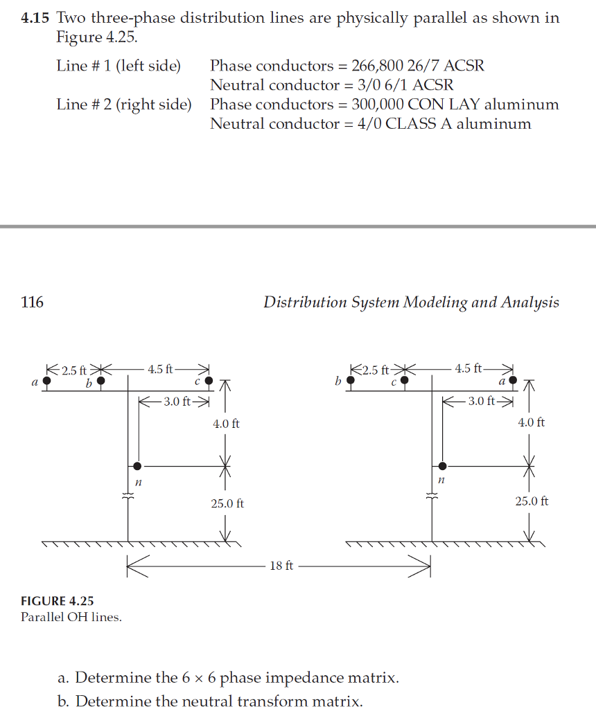 Solved 4.15 Two three-phase distribution lines are | Chegg.com