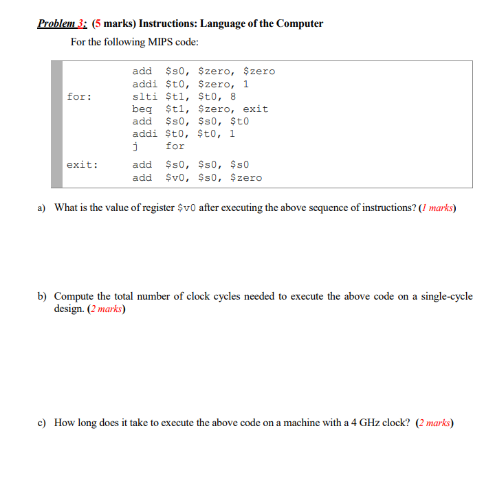 Solved Problem 3: (5 marks) Instructions: Language of the | Chegg.com