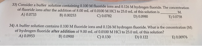 Solved 33 Consider A Buffer Solution Containing 0100 M 6890