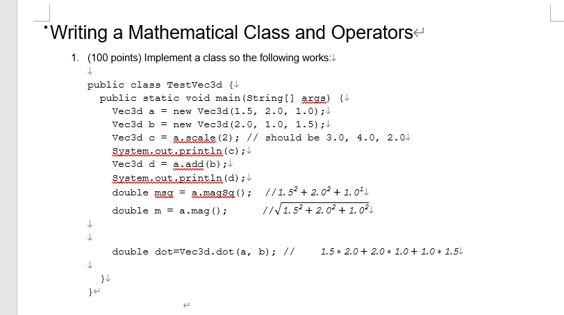 Solved "Writing a Mathematical Class and Operators 1. (100 | Chegg.com