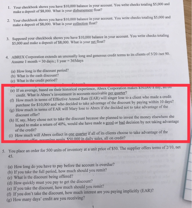 Solved Your checkbook shows you have $10,000 balance in your | Chegg.com