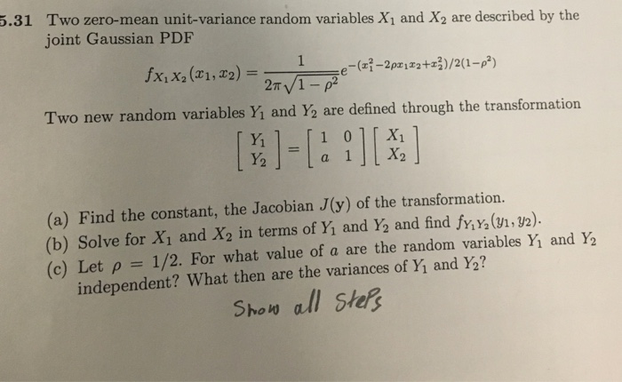 Solved Two zero-mean unit-variance random variables X_1 and | Chegg.com
